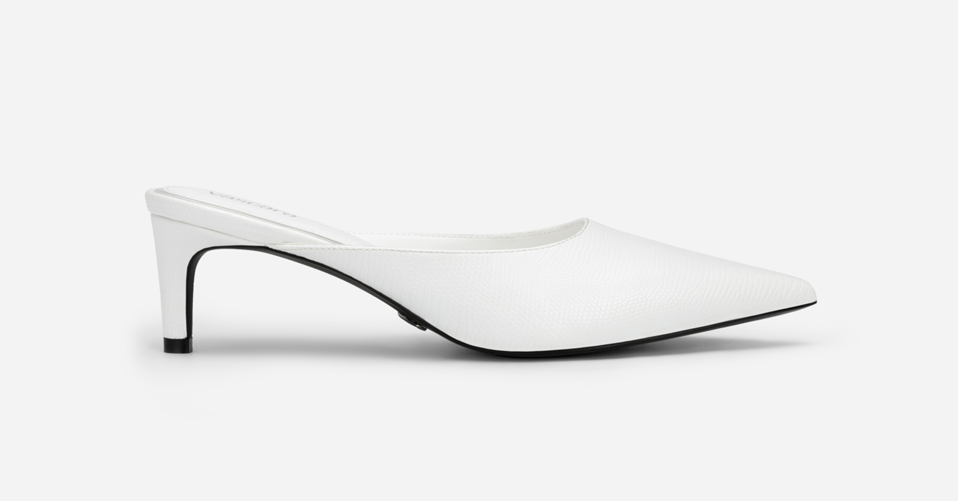 Pointed Toe Lizard-effect Mules - MUL 0179 - White | VASCARA