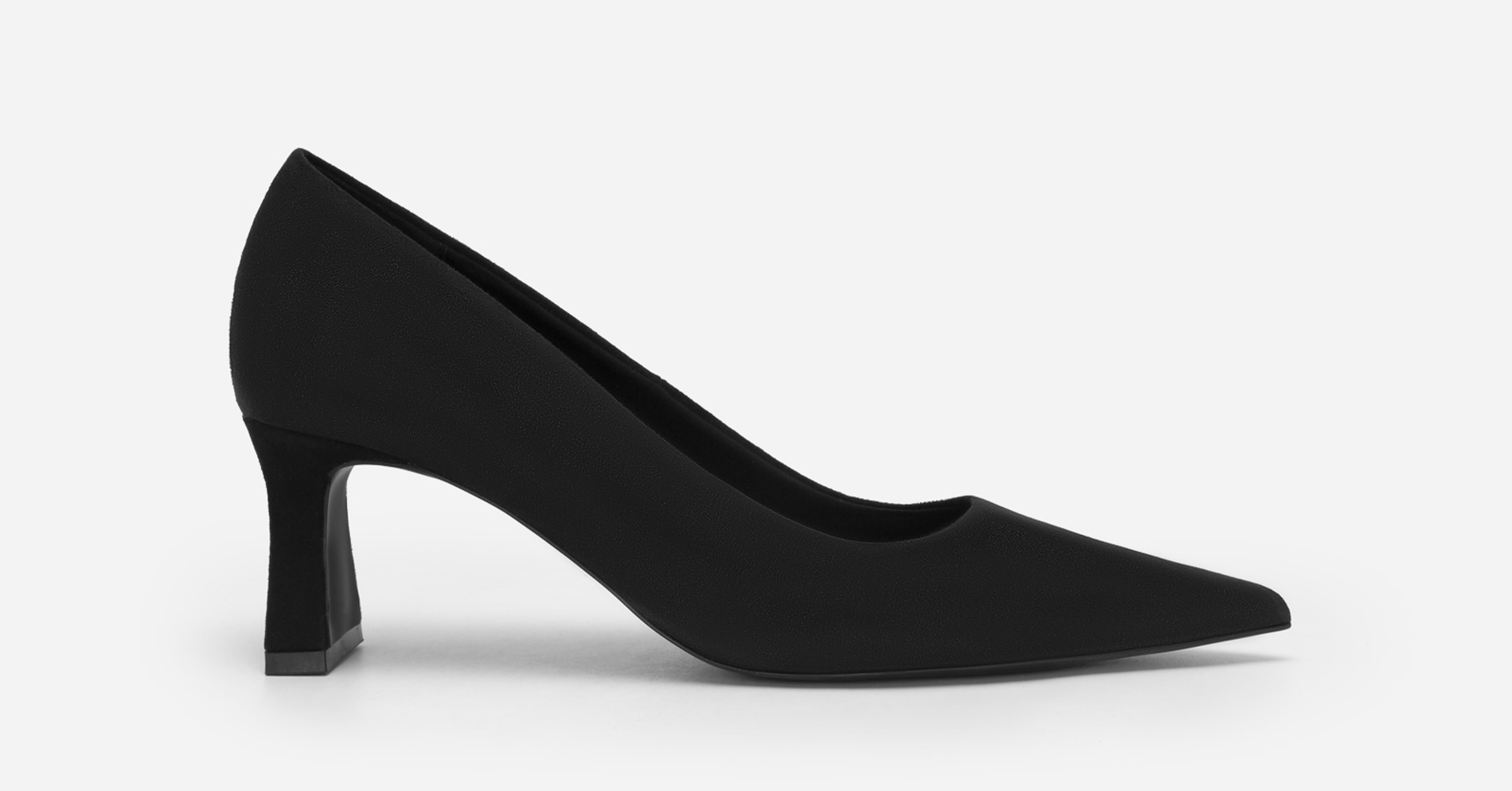 Spool Block Heel Pointed Toe Pumps - HIG 0542 - Black | VASCARA