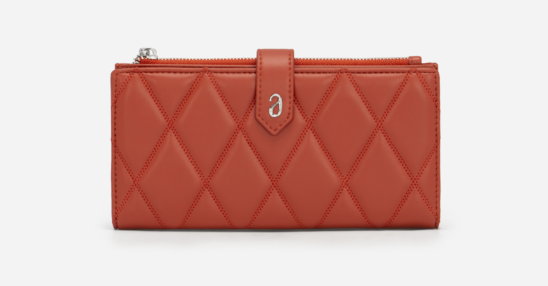 Rhombus Quilted Wallet - WLL 0244 - Dark orange | VASCARA