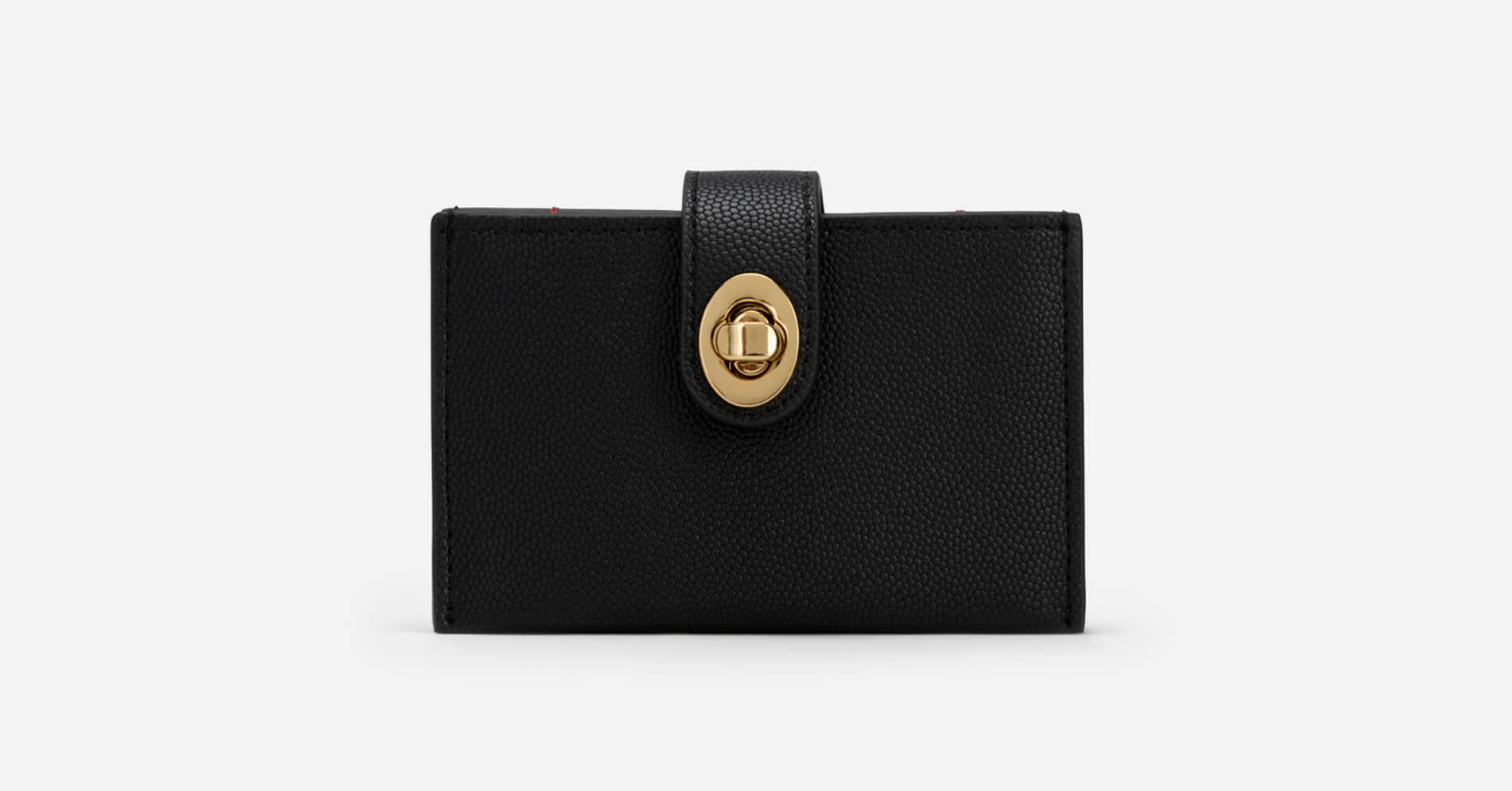Metal Lock Multi-compartment Mini Wallet - WLL 0246 - Black | VASCARA