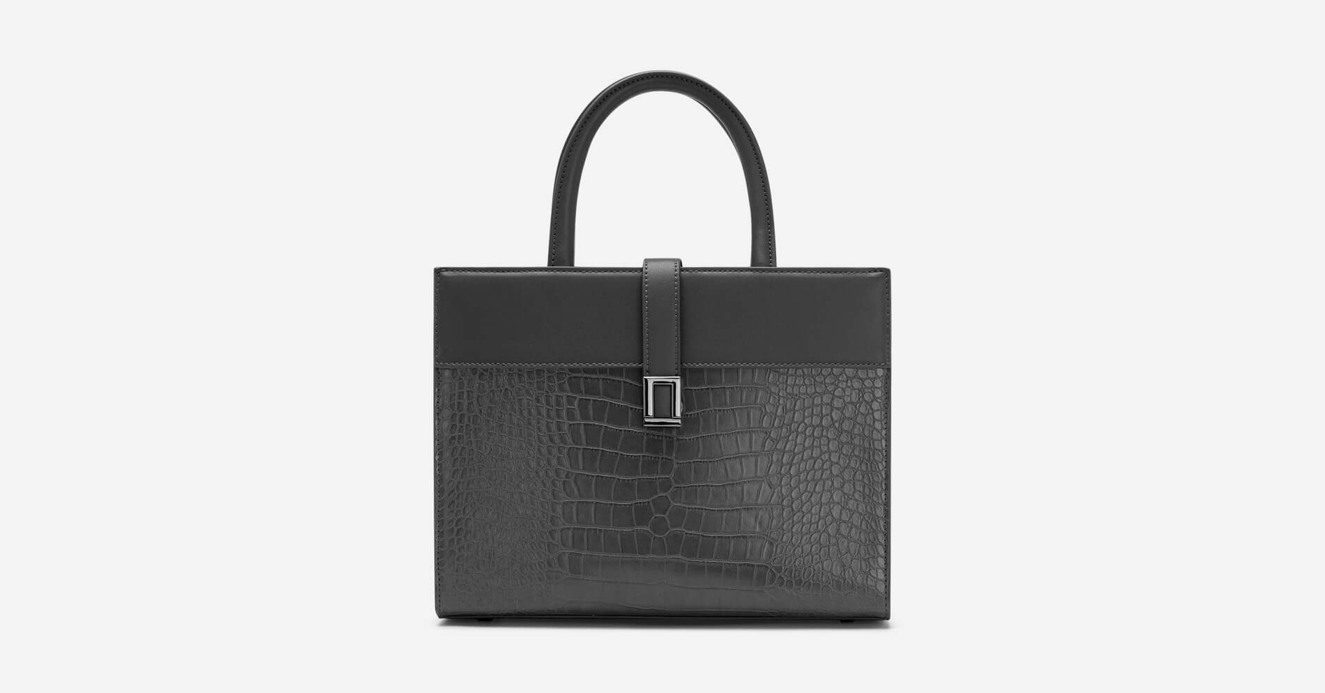 Croc-Effect Tote Bag - TTE 0105 - Dark Grey | VASCARA