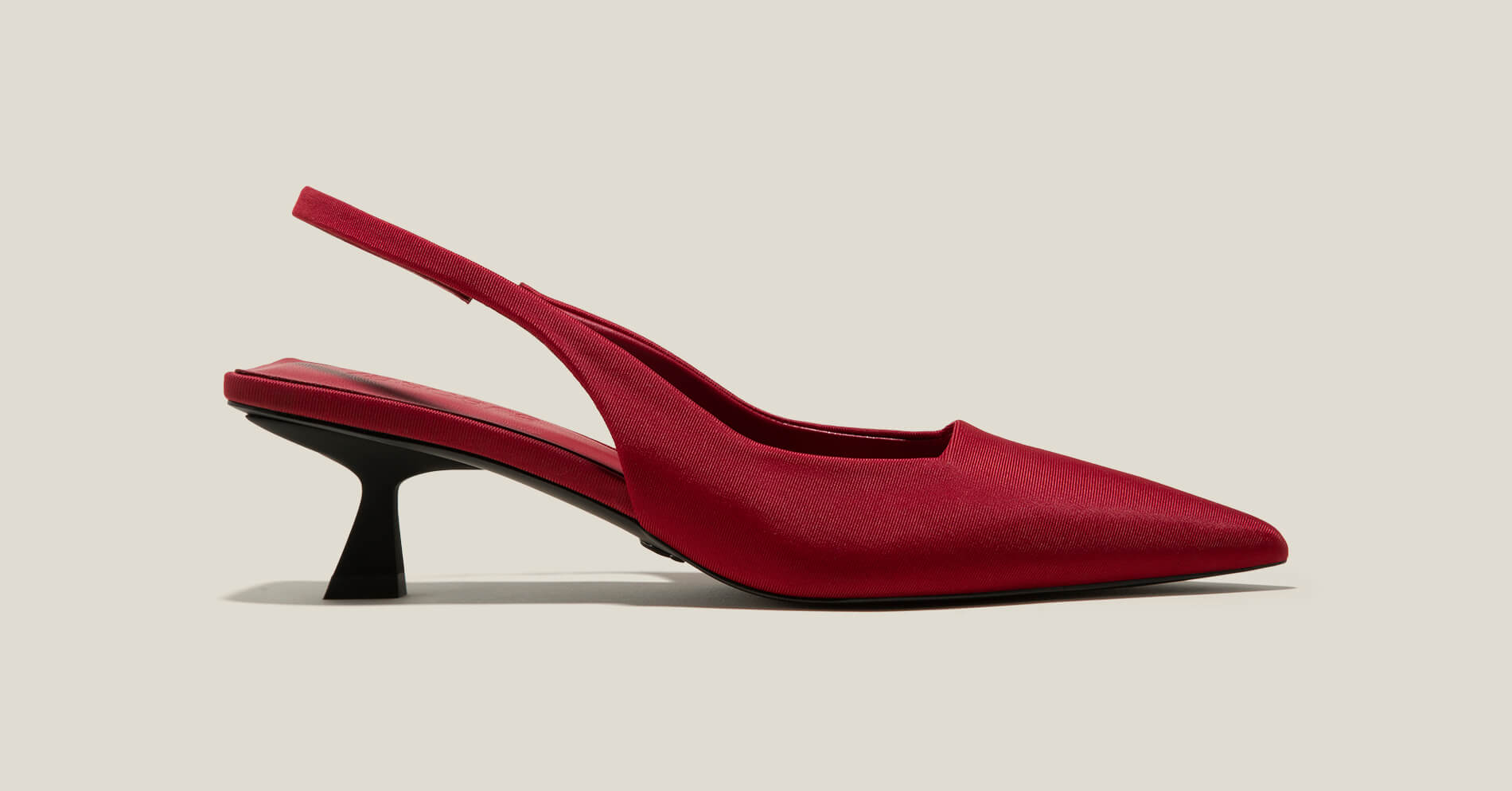 Striped Fabric Spool Heel Slingbacks - HIG 0606 - Bordeaux | VASCARA