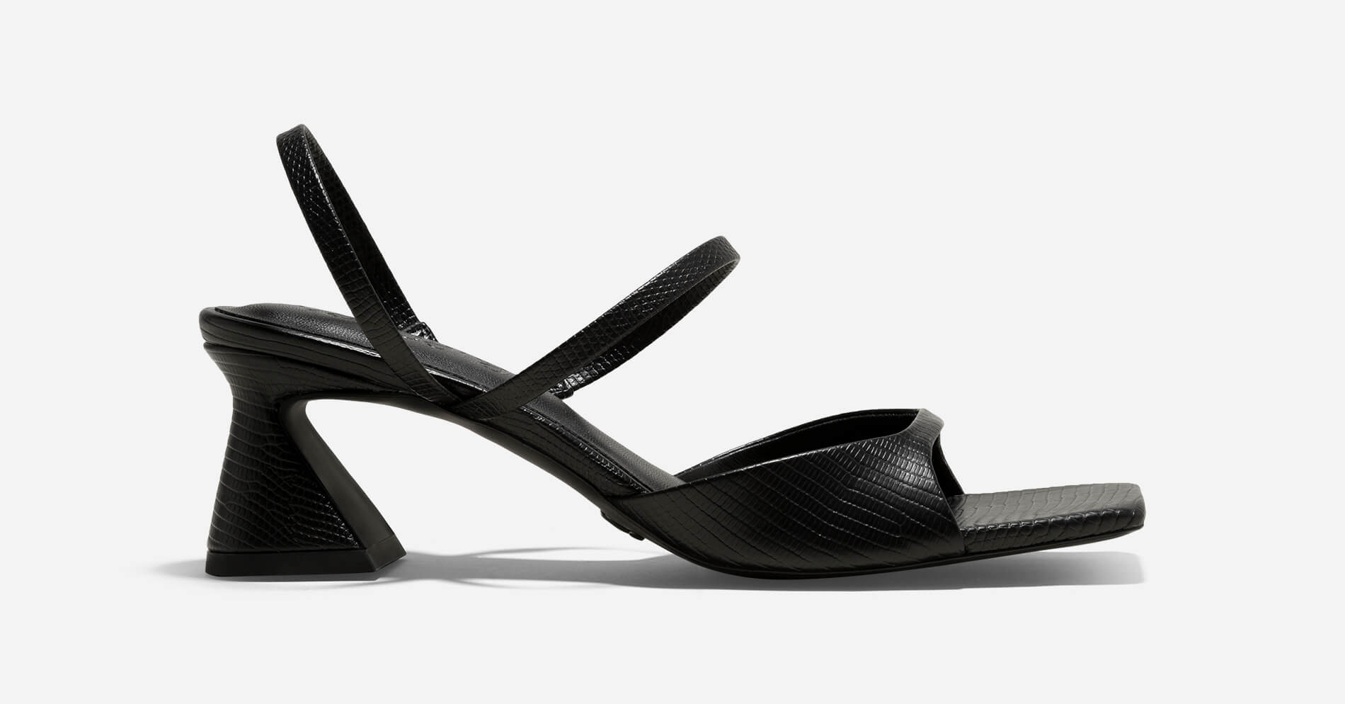 Thin Strap Square-Toe Spool Heel Sandals - PUM 0756 - Black | VASCARA