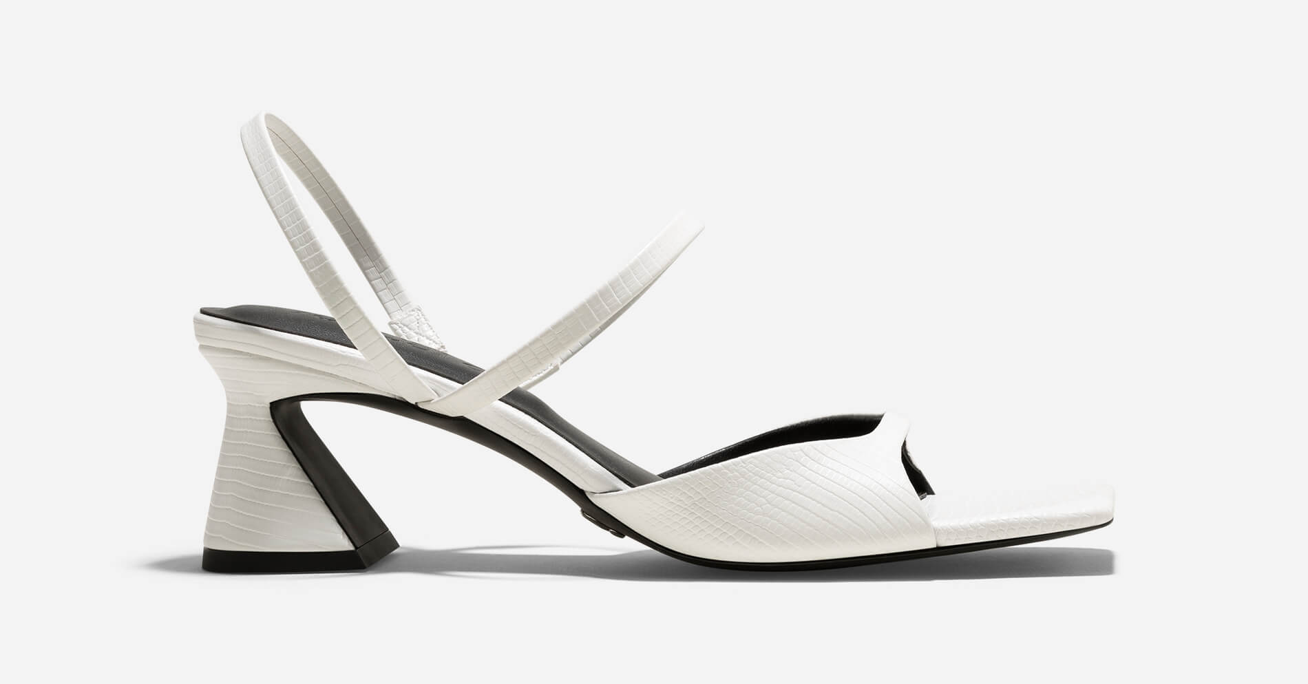 Thin Strap Square-Toe Spool Heel Sandals - PUM 0756 - White | VASCARA