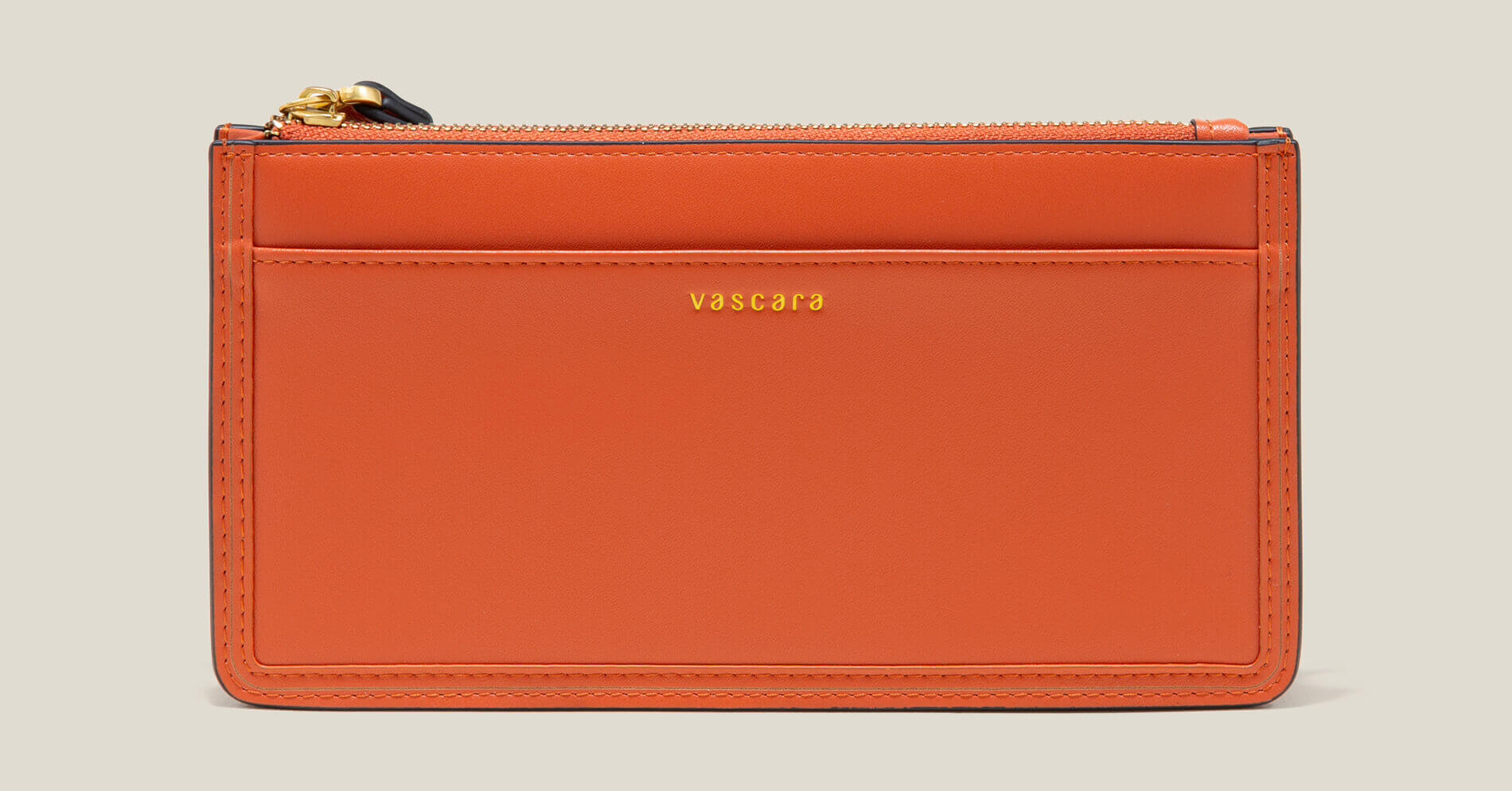 Long Edged Trim Accent Wallet - WLL 0270 - Dark Orange | VASCARA