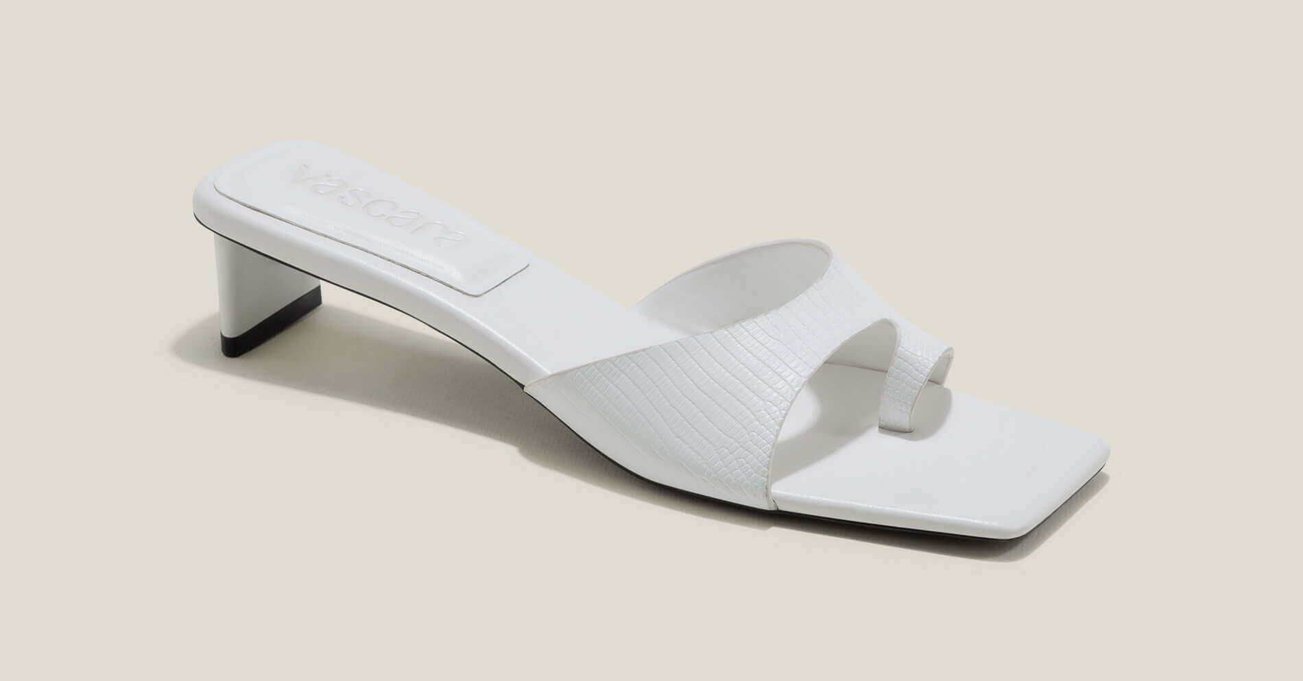Square Toe Slide Mules - MUL 0197 - White | VASCARA