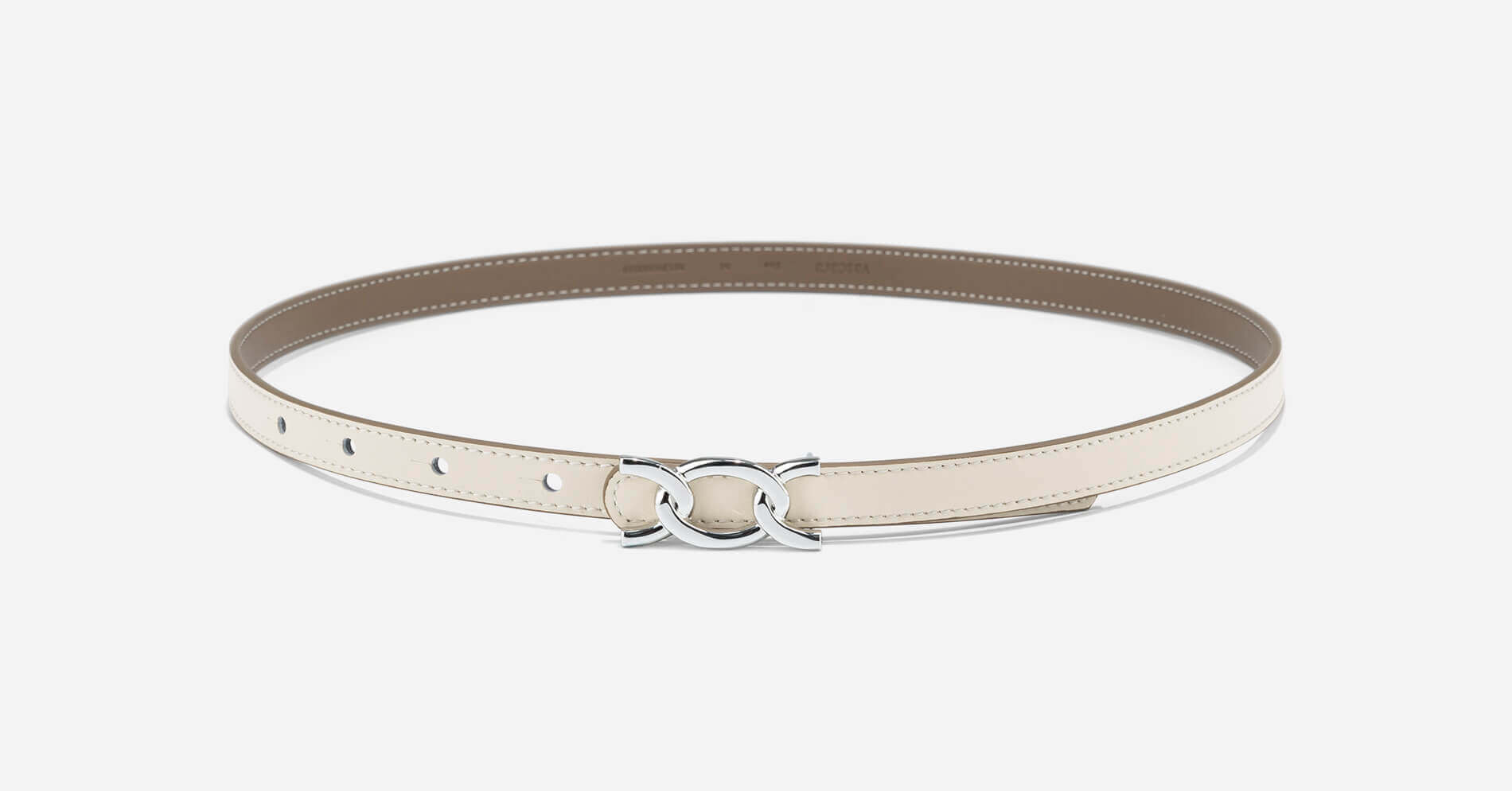 Stylized Buckle Thin Belt - BEL 0039 - Cream | VASCARA